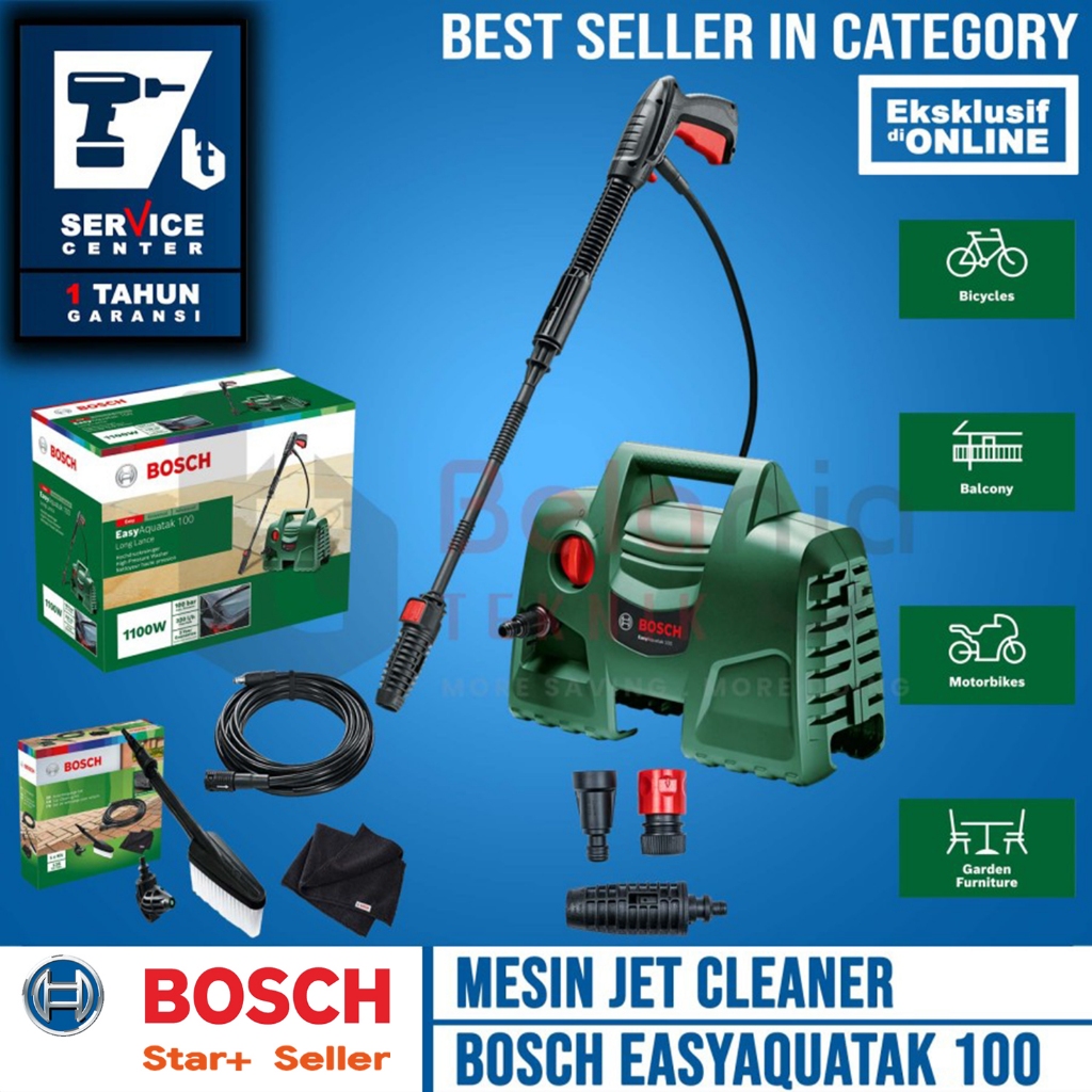 Jual BOSCH Jet Cleaner AQT 100 Aquatak 100 Bar + DIY Car Wash Cleaning ...