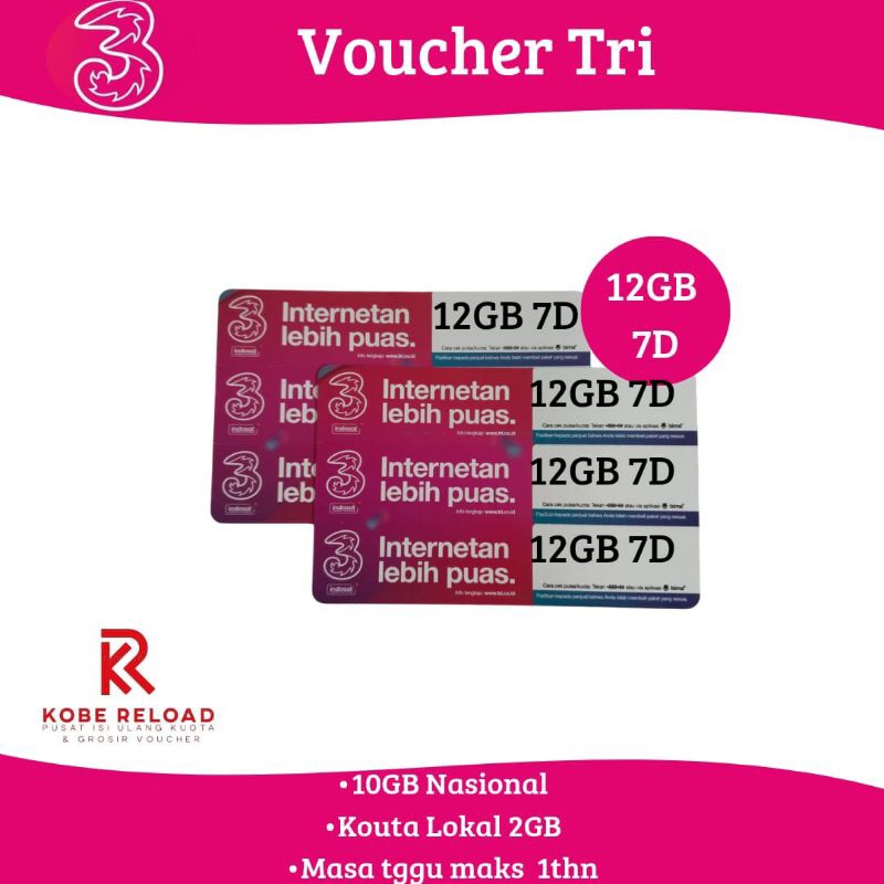 Jual Tri Voucher 7hr 10GB (12GB) | Shopee Indonesia