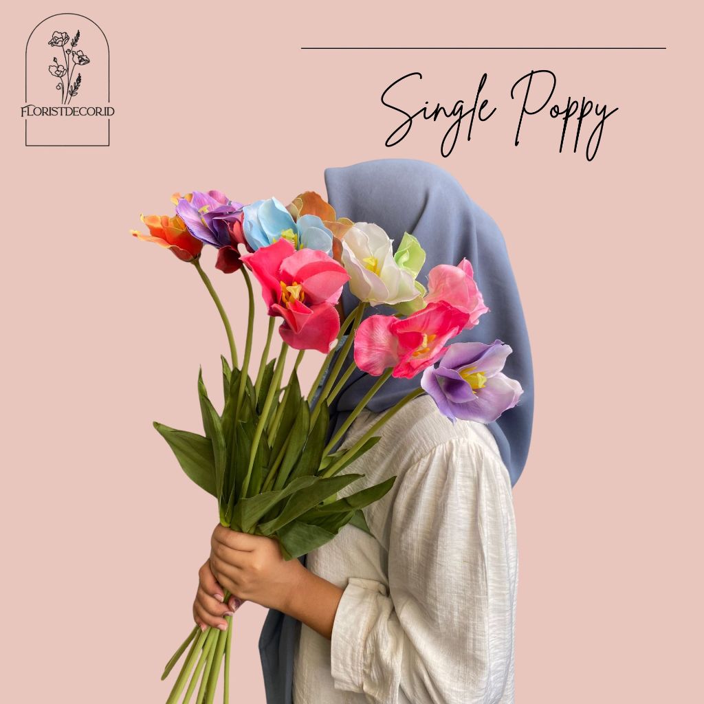 Jual 1 TANGKAI BIG POPY 65CM /BUNGA POPY bunga hias bunga artificial ...
