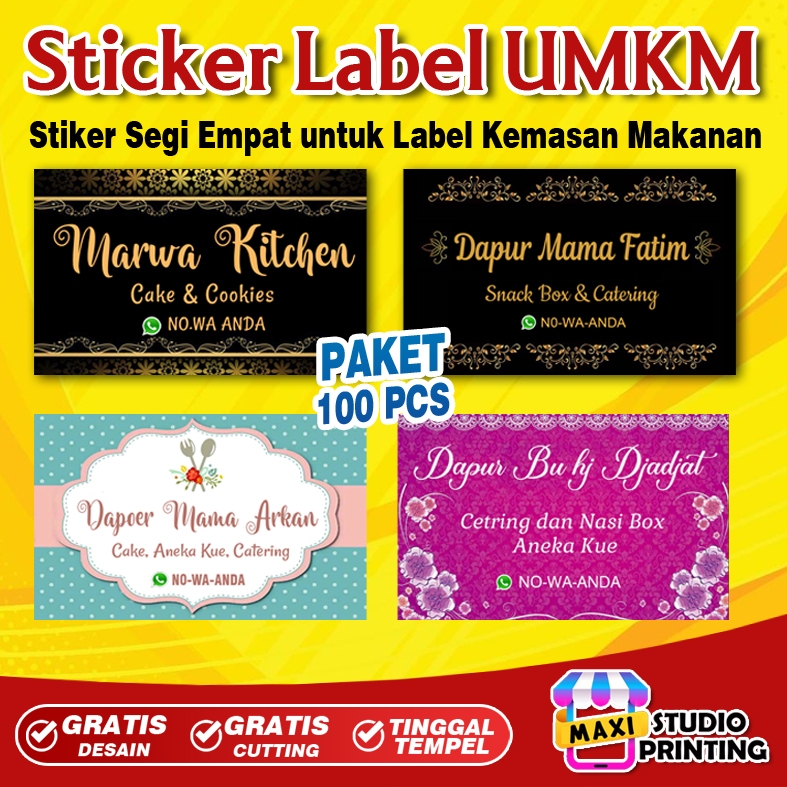 Jual Label Sticker UMKM Persegi-panjang | Sticker Jualan Makanan ...