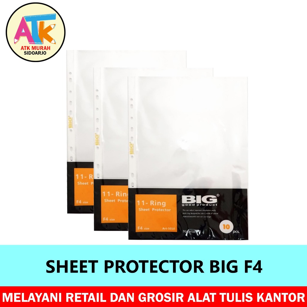Jual PLASTIK ISI ORDNER - SHEET PROTECTOR BIG 0.6M F4 5010 | Shopee ...