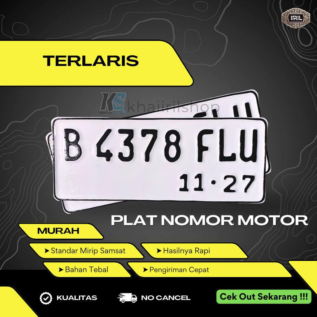 Jual Cetak Plat Nomor Motor Standar Custom Putih/Hitam Dan Plat Motor ...