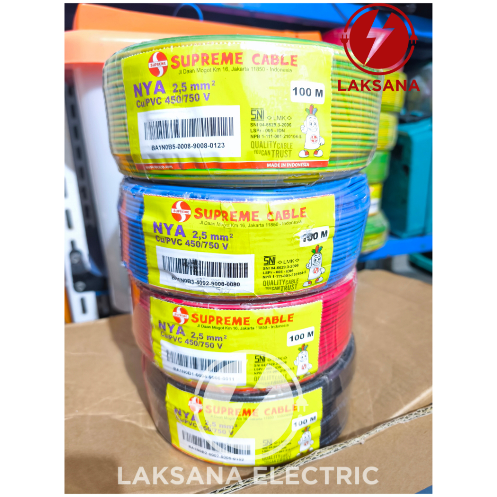 Jual Kabel NYA Supreme 2,5mm ( Merah, Biru, Hitam, Kuning Garis ...
