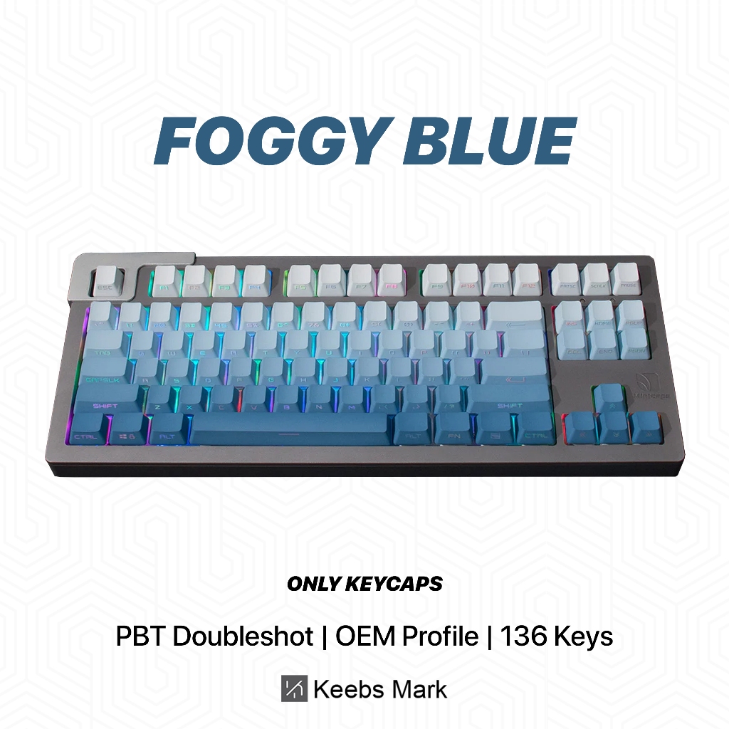 Jual Foggy Blue Gradient White Blue Keycaps Shine Through Side Print ...