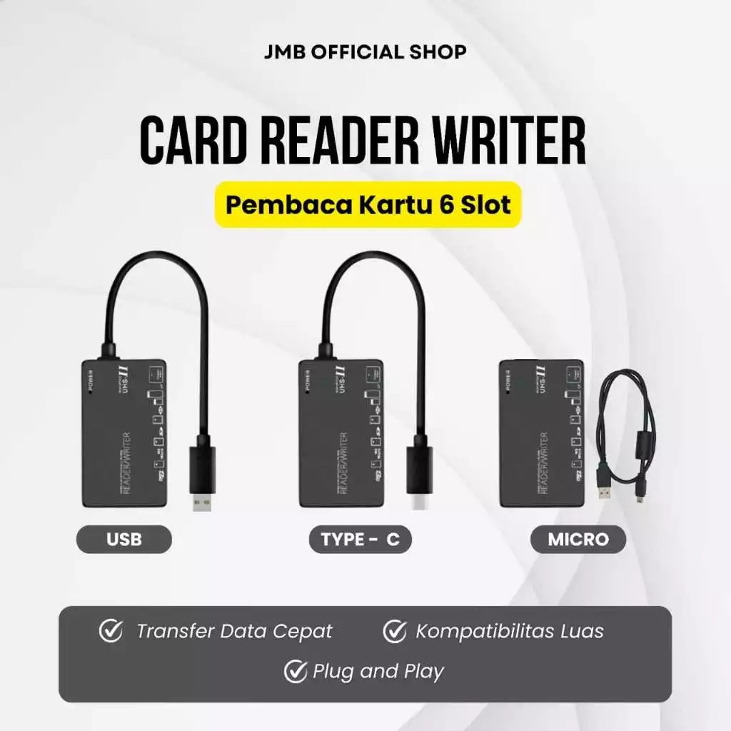 Jual NTF Card Reader Writer Pembaca Kartu 6 Slot HUB MICRO TO TYPE-C ...
