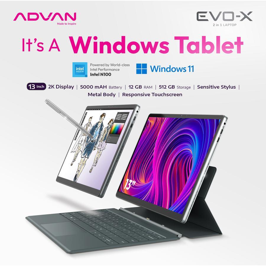 Jual (NEW) Advan Laptop 2 in 1 Evo-X 13 Intel N100 12GB/512GB 2K IPS ...