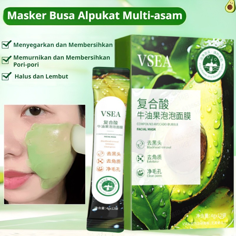 Jual (1 box isi 12 pcs/sachet )Compound Avocado Bubble Facial Mask ...