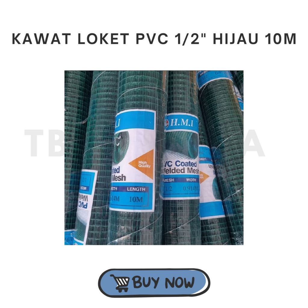 Jual Kawat Loket Ram PVC / Kawat Ayakan / Kawat Hijau 1/2" x 90 cm x 10 ...