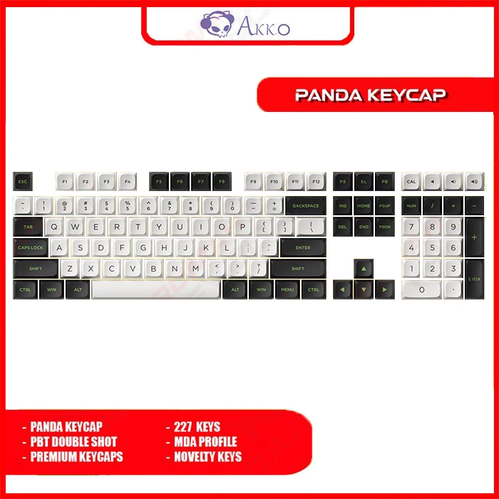 Jual AKKO - Panda - MDA - Pbt Keycap - 227 Key | Shopee Indonesia