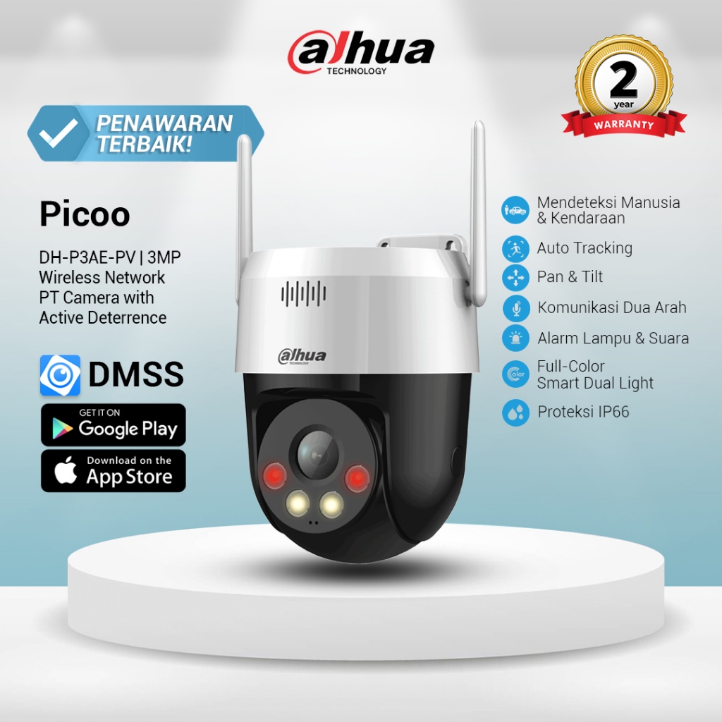 Jual Dahua Picoo Series Wi-Fi Camera DH-P3AE-PV | Kamera CCTV Wi-Fi 3MP Pan & Tilt Human ...
