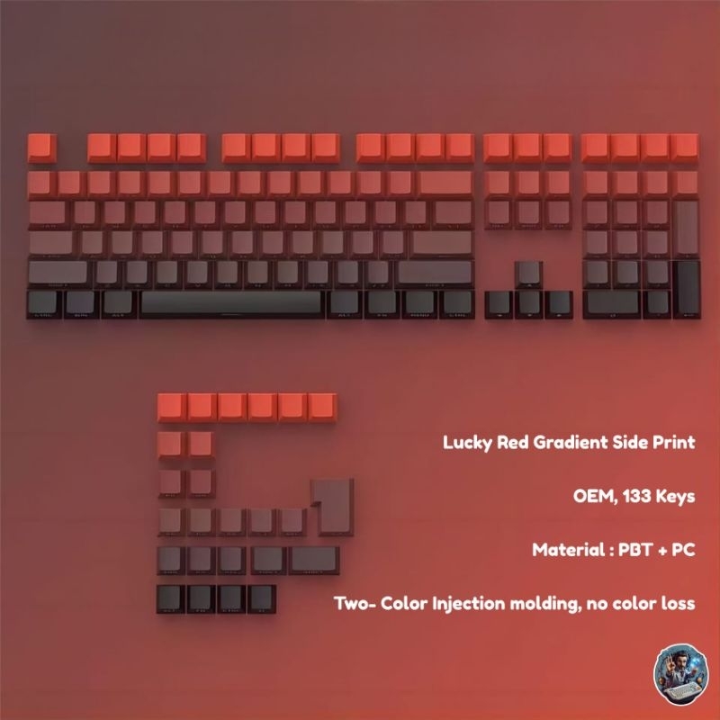 Jual Keycaps PBT Double Shot Gradient Side Print Tembus (Lucky Red ...