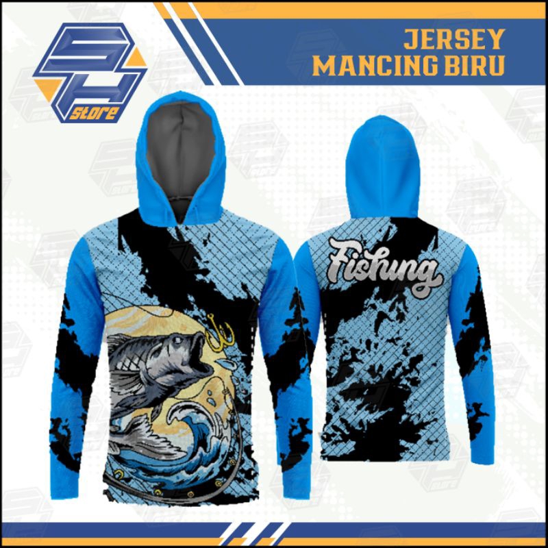 Jual Jersey Mancing V.2 DRI-FIT Lengan panjang - Biru Hitam / Baju ...