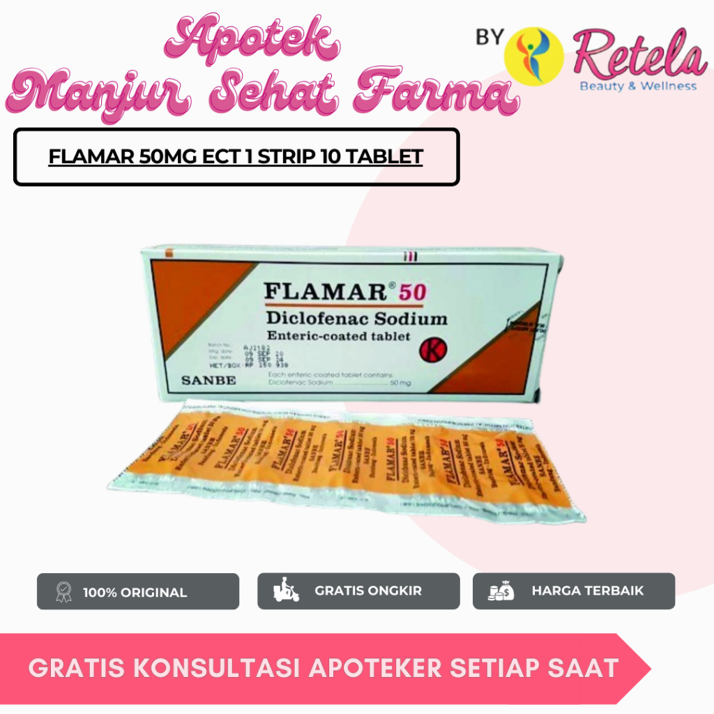 Jual FLAMAR 50MG ECT 1 STRIP 10 TABLET/DICLOFENAC SODIUM / PEREDA NYERI | Shopee Indonesia