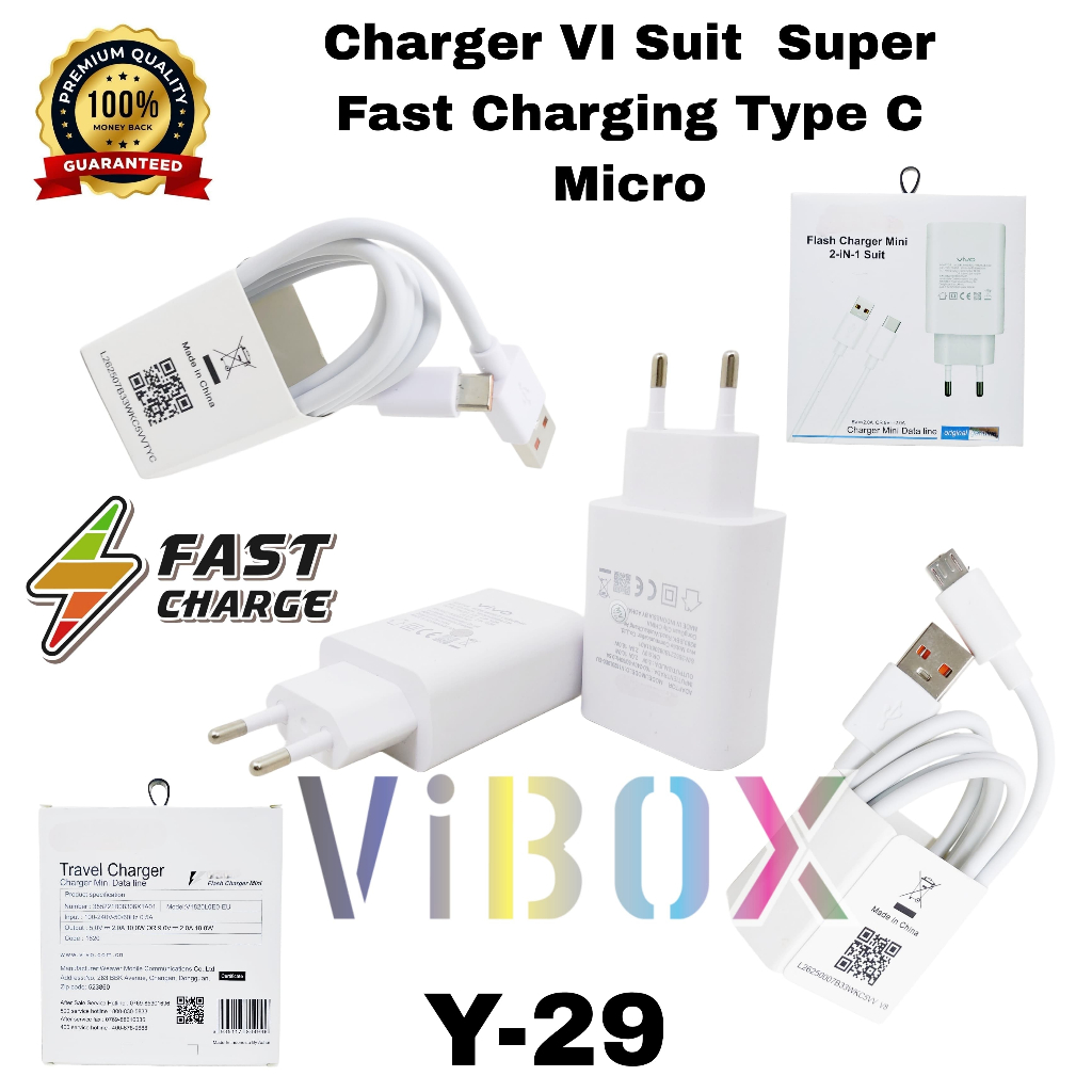 Jual Charger Vivo Y-29 Micro Usb & Type C Fast Charging For Android ...