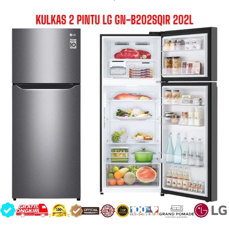 Jual KULKAS 2 PINTU LG GN-B202SQIR 202L | Shopee Indonesia