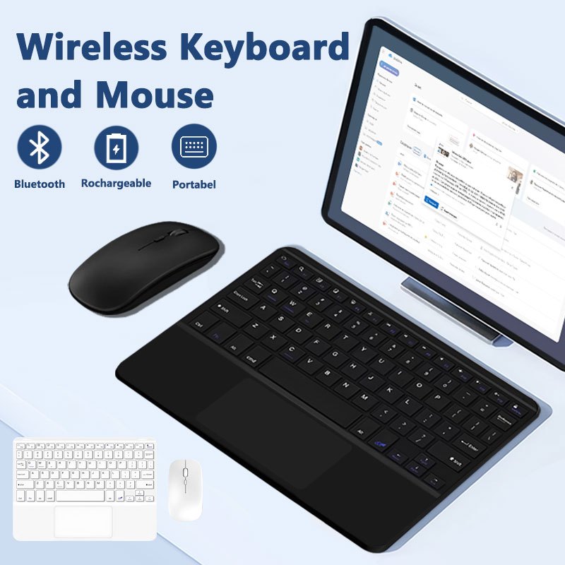 Jual 2in1 Touch Keyboard Mouse Set Portable Wireless Bluetooth Keyboard ...