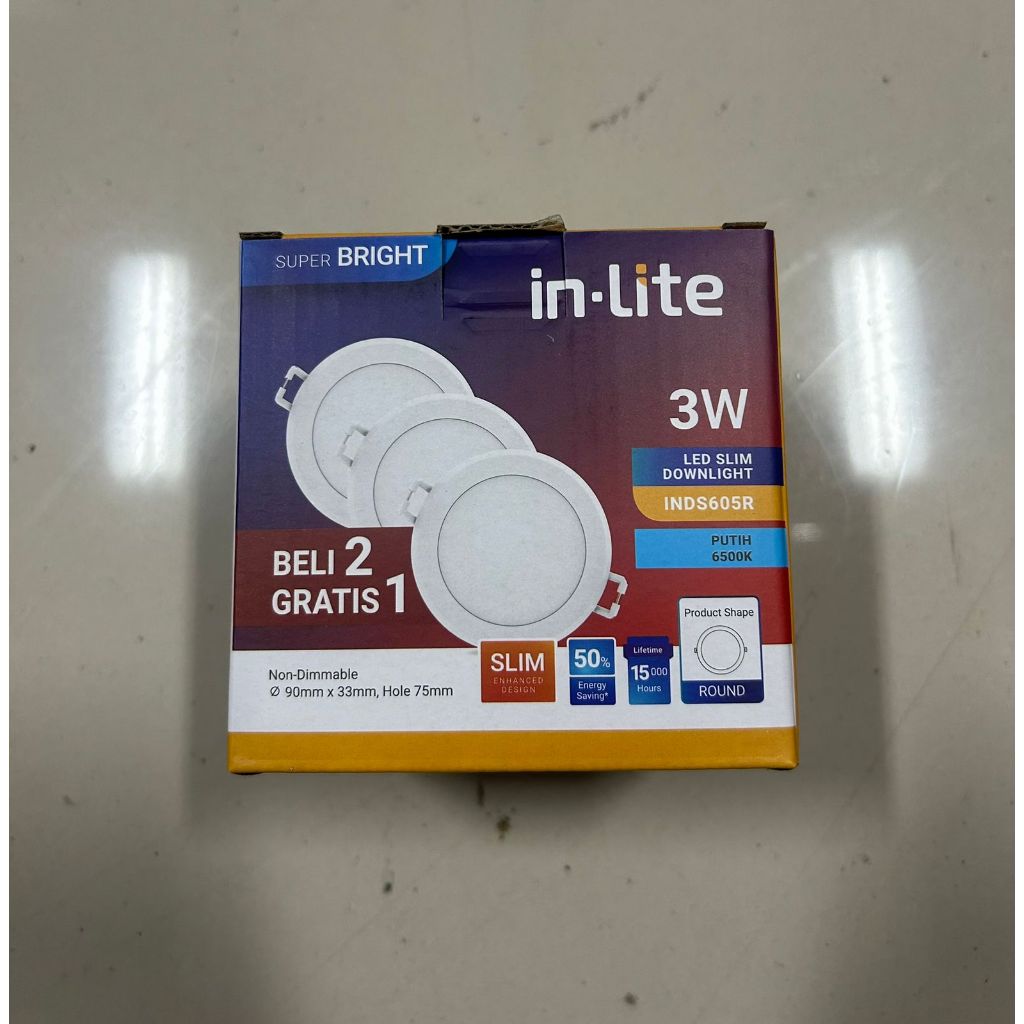 Jual In-Lite LED Slim Downlight INDS605R Paket - Beli 2 Gratis 1 3W, 5W ...