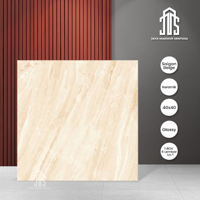 Jual Keramik Lantai Glossy Saigon Beige 40x40 | Shopee Indonesia