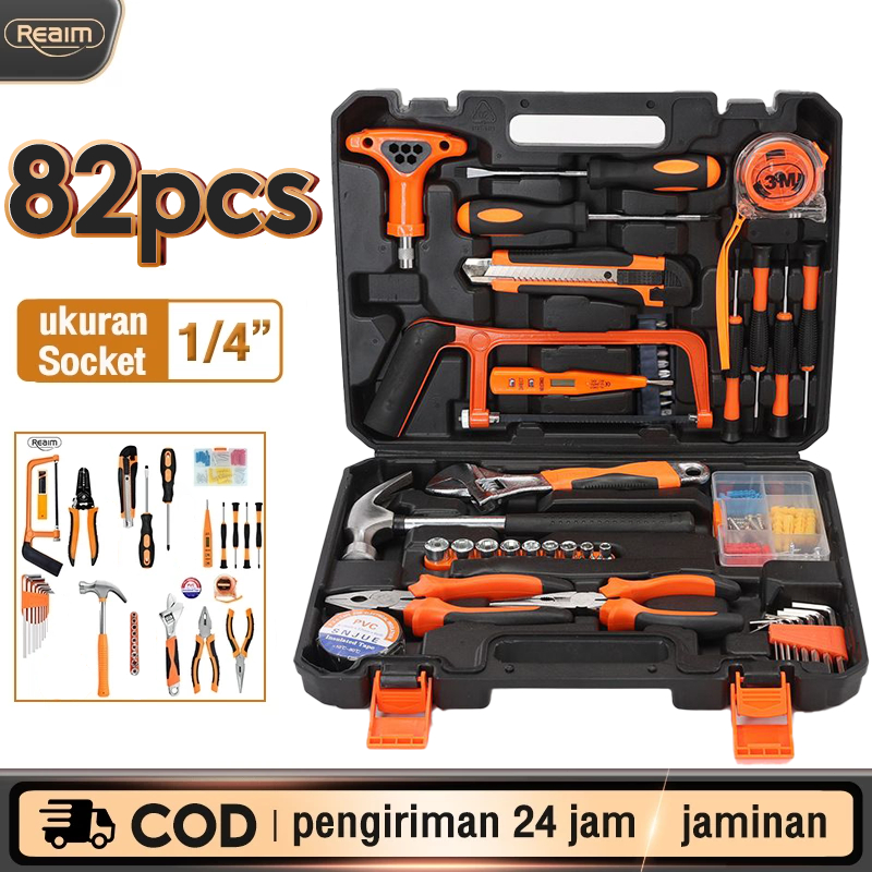 Jual Hand Toolset Tool Kit Set Toolkit Toolbox Kotak Perkakas Mekanik Rumah Tangga kunci set ...
