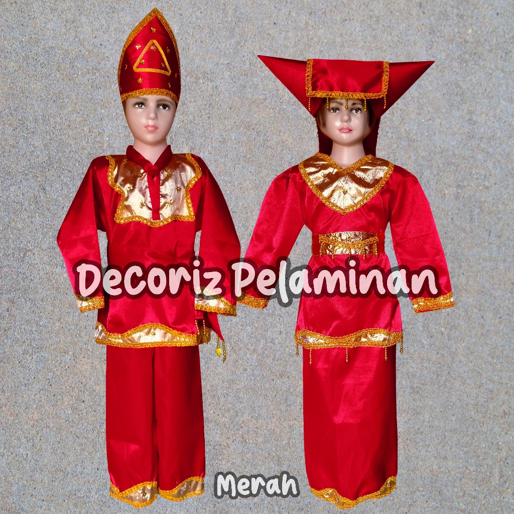 Jual Baju Adat Minang Anak Laki Laki & Perempuan [GOLD] + Tanduk Polos ...