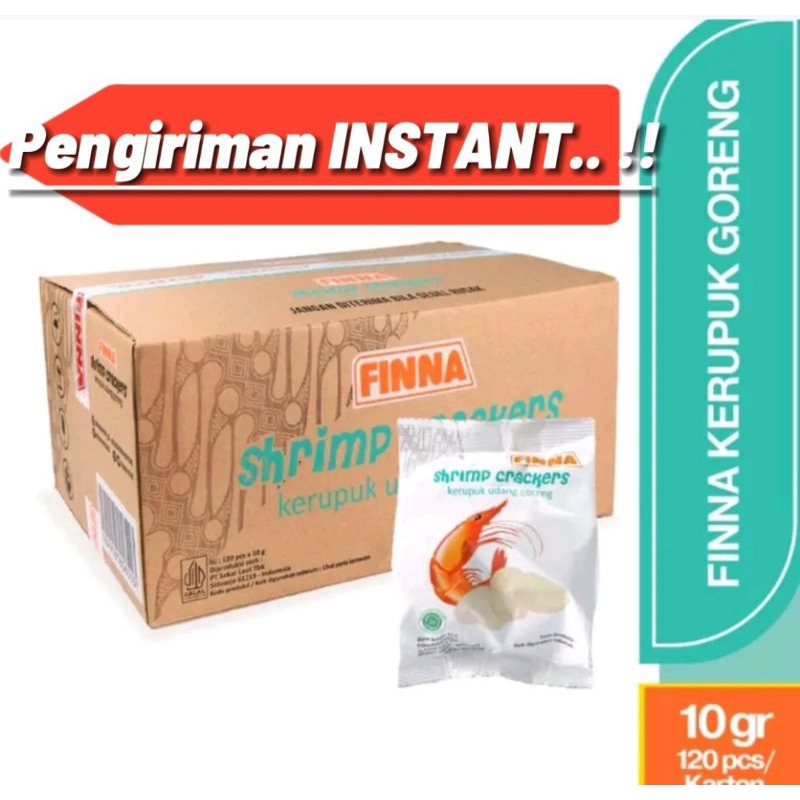 Jual ( KIRIM INSTANT ) 1 Dus isi 120pcs Finna Krupuk udang / bawang ...