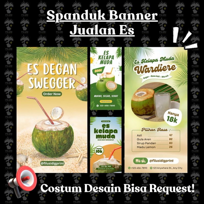 Jual Spanduk Benner Jualan Es / Costum Ukuran & Costum Desain | Shopee ...