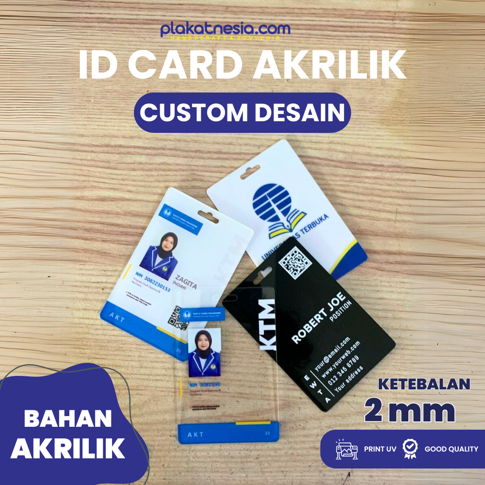 Jual ID Card Akrilik | Custom ID CARD UV PRINT | Shopee Indonesia