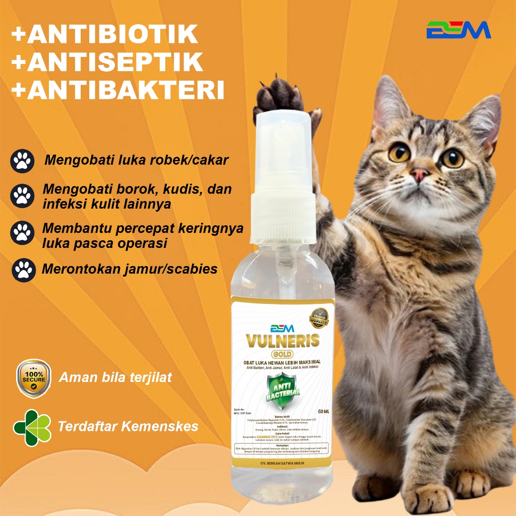 Jual Vulneris Gold Obat Luka Semprot obat luka kucing koreng kudis luka ...