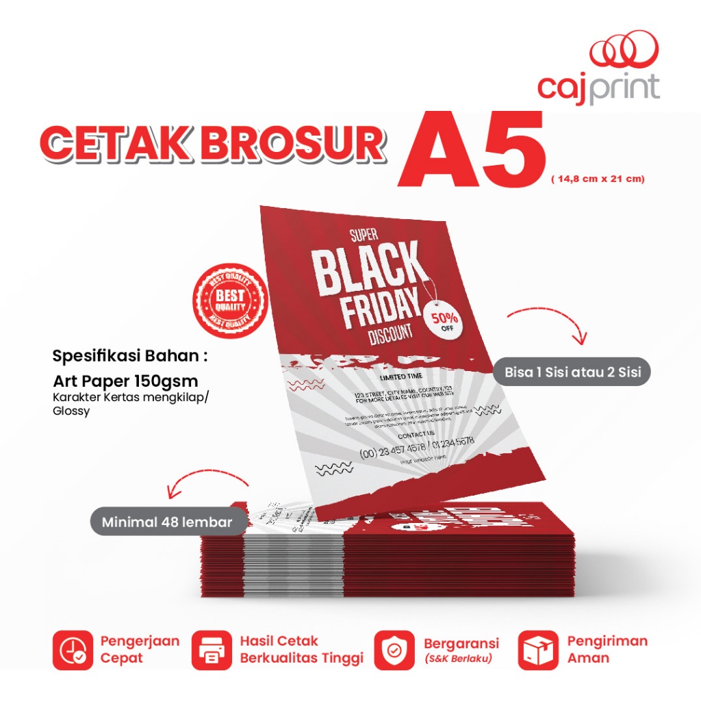 Jual CETAK BROSUR / CETAK FLYER / CETAK PAMFLET UKURAN A5 ( 1 SISI / 2 ...