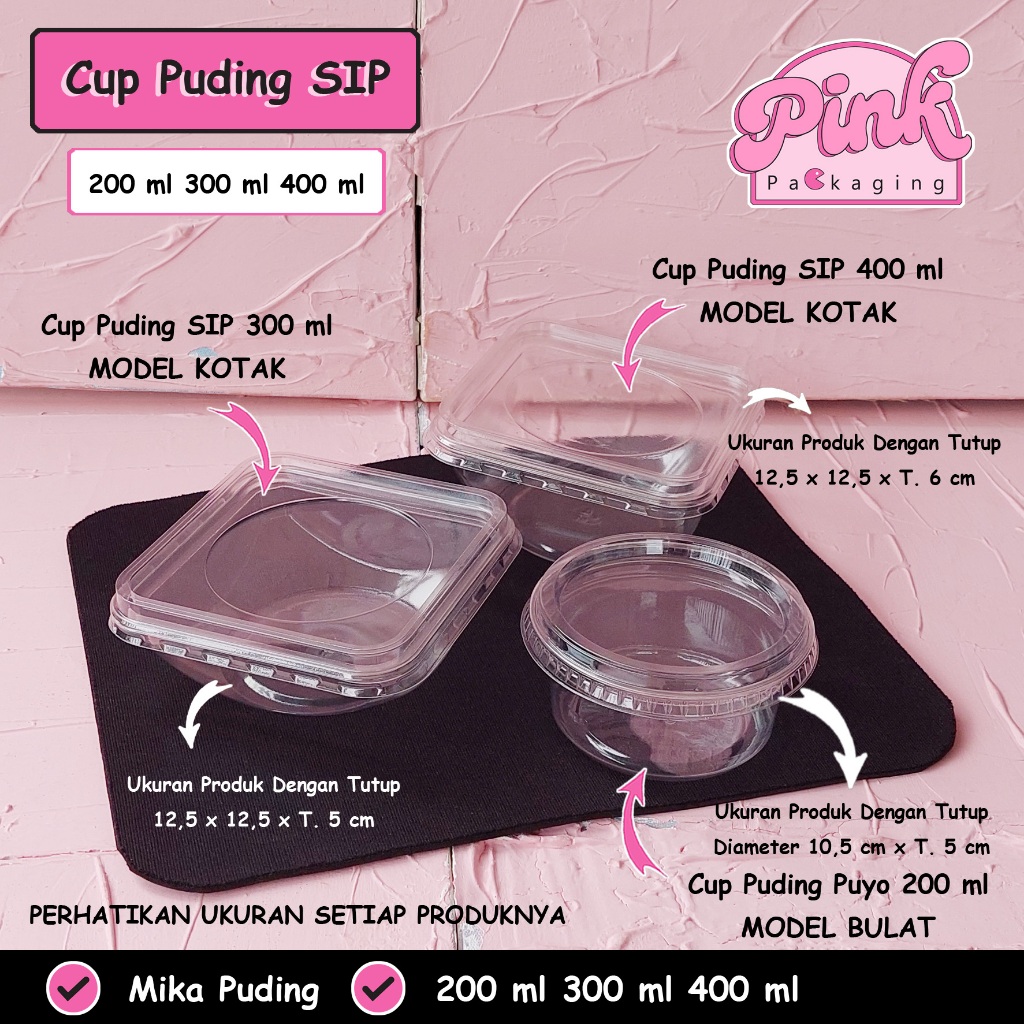 Jual Cup Puding Puyo 200 ml 300 ml 400 ml / Cup Dessert Gelas Jelly Agar Agar / Cup SIP Tutup ...