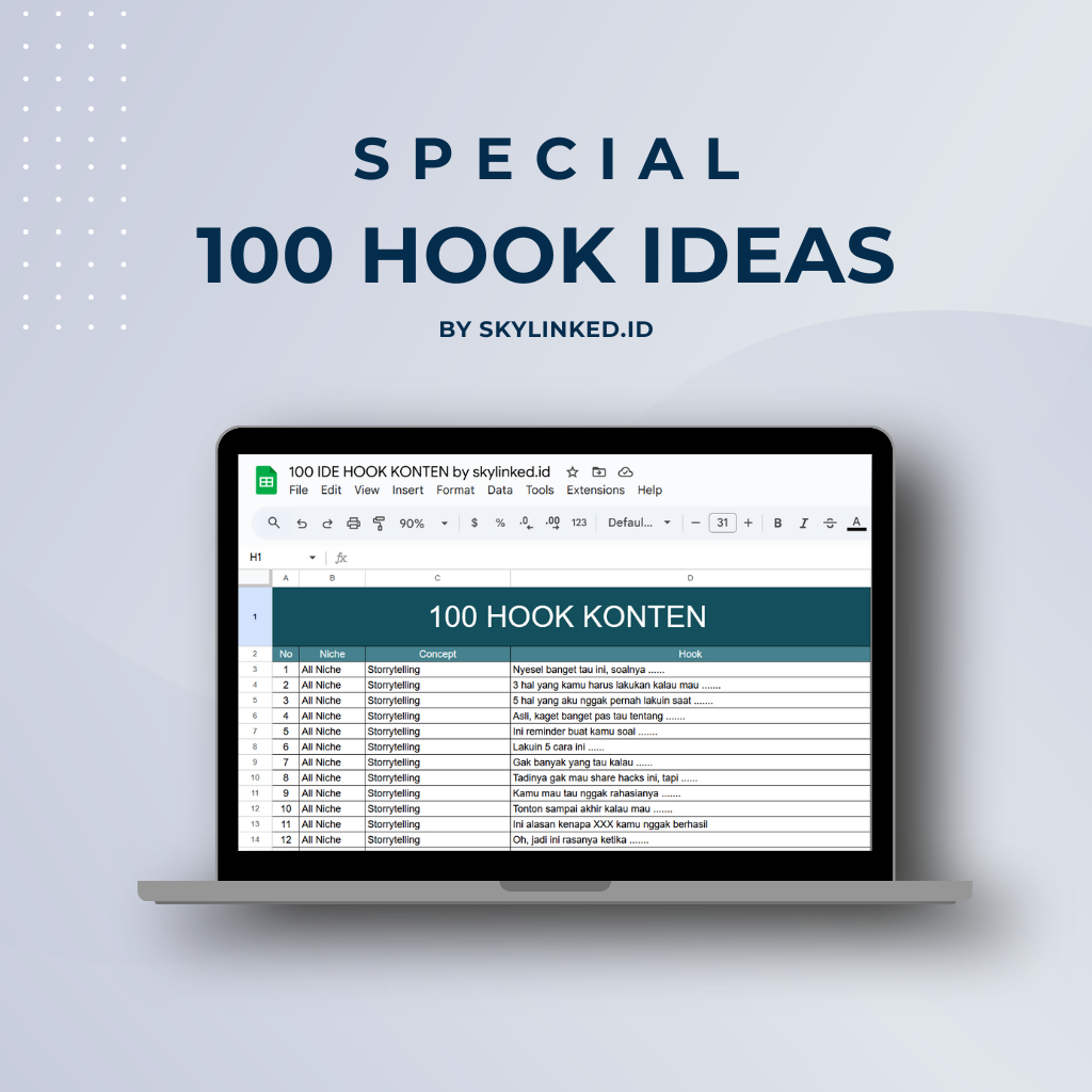 Jual TEMPLATE 100 HOOK CONTENT IDEAS FOR SOCIAL MEDIA SPECIALIST ...