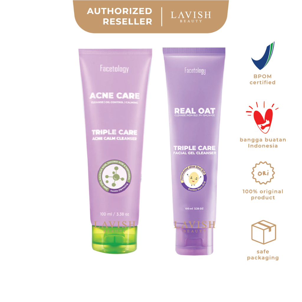 Jual FACETOLOGY Real Oat Triple Care Facial Gel Cleanser (100ml ...