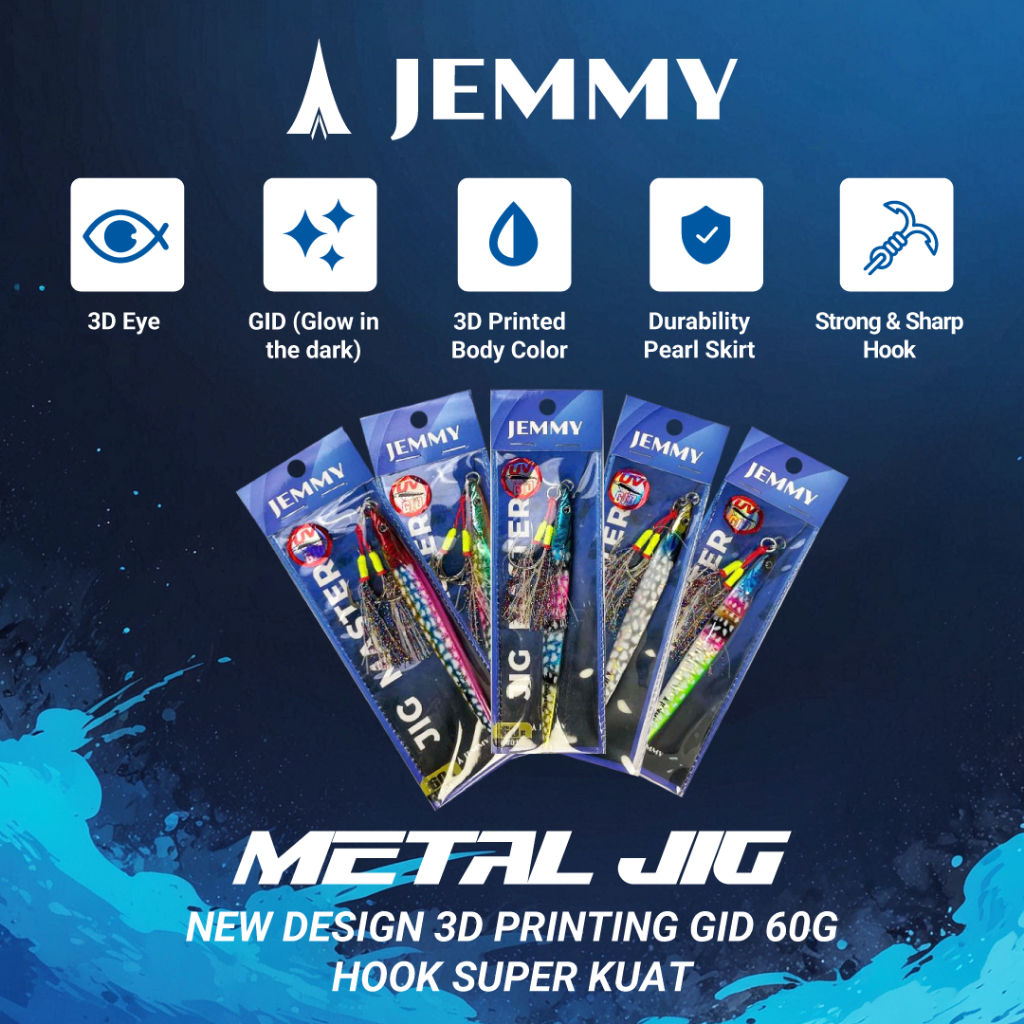 Jual JEMMY Metal Jig New Design 3D Printing GID 60G Hook Super Kuat MJ103 | Shopee Indonesia