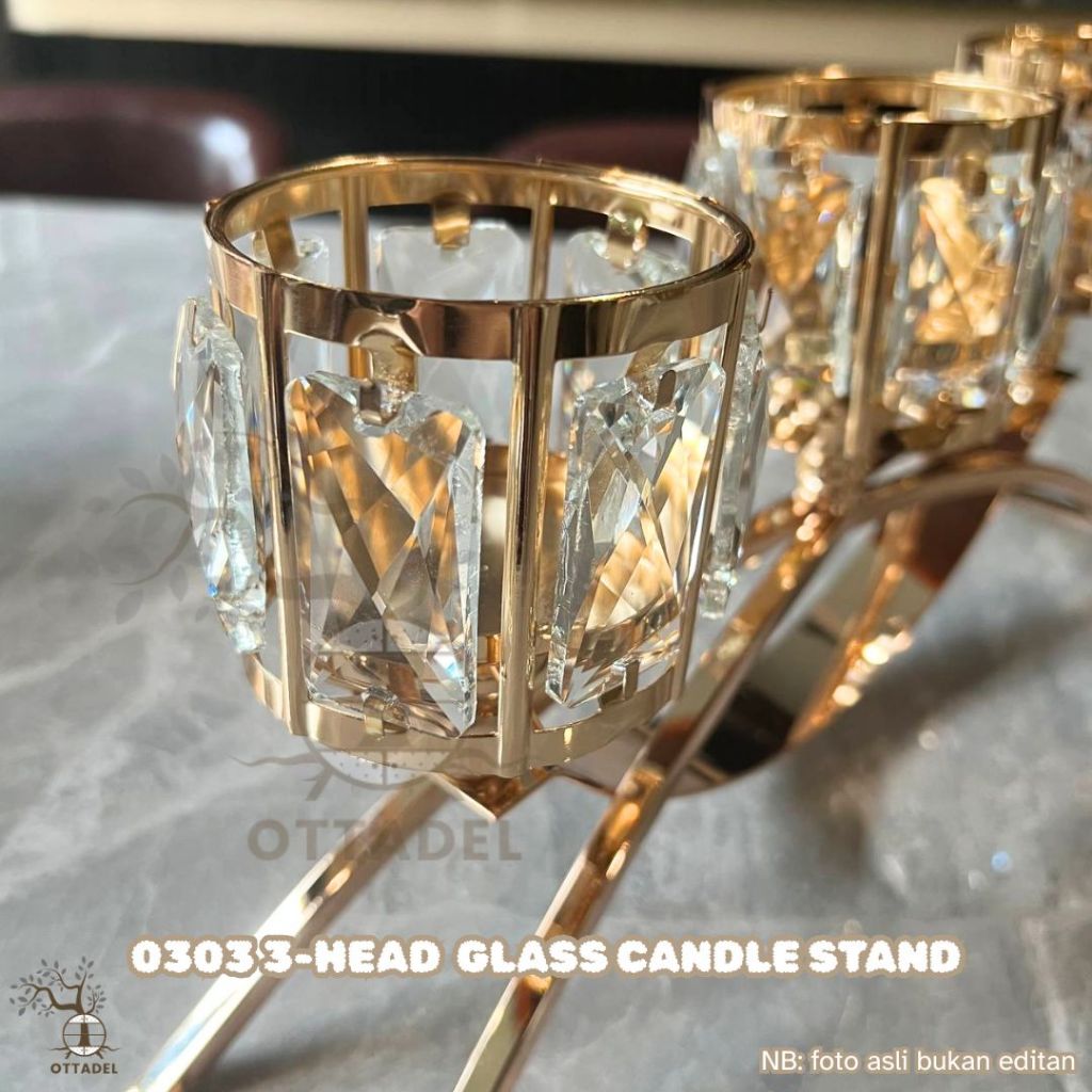 Jual 3-Head Candle Glass Stand / Tempat Lilin Kaca 3 Kepala / Tempat ...