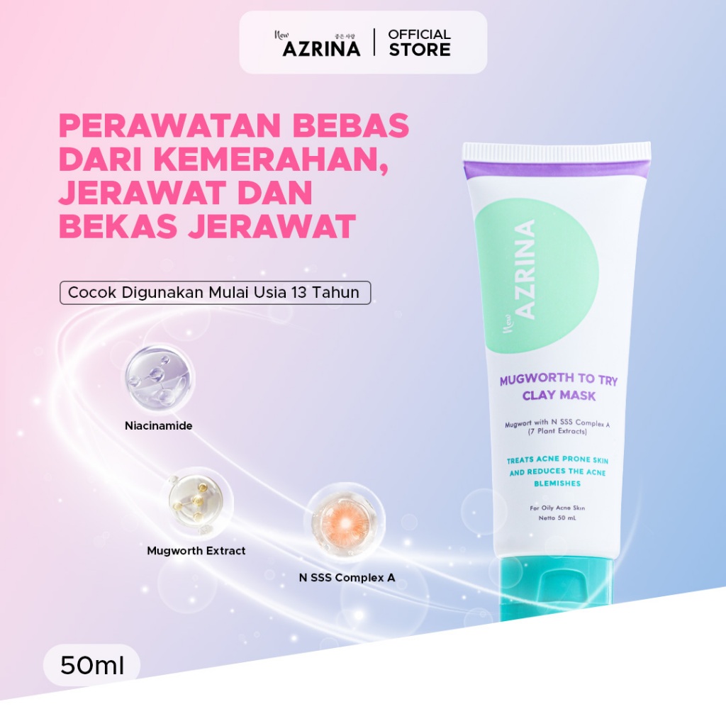 Jual Azrina Mugworth To Try Clay Mask - Masker Wajah Acne Wanita ...