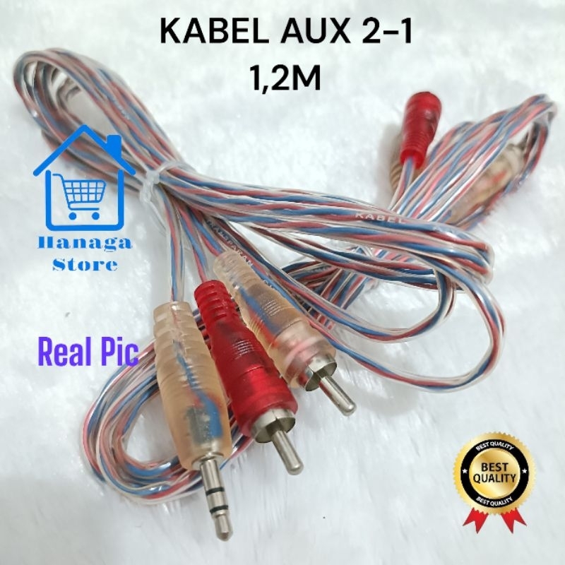 Jual Kabel Audio Jack AUX RCA 2 in 1/ Kabel RCA To Jack Aux 3.5mm ...