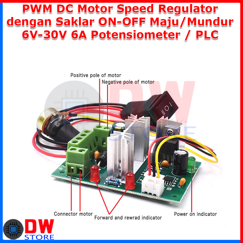 Jual PWM DC 120W 6A 5V-30V Speed Motor Dinamo Controller Saklar Maju ...