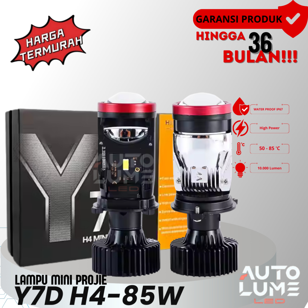 Jual 【AutoLume】Y7D Lampu LED Biled Mobil & Motor H4 – Mini Projie 85W, Super Bright, GARANSI 3 ...