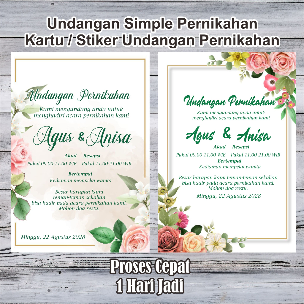 Jual Kartu/Stiker Undangan Pernikahan/Undangan Pernikahan Murah Bisa ...