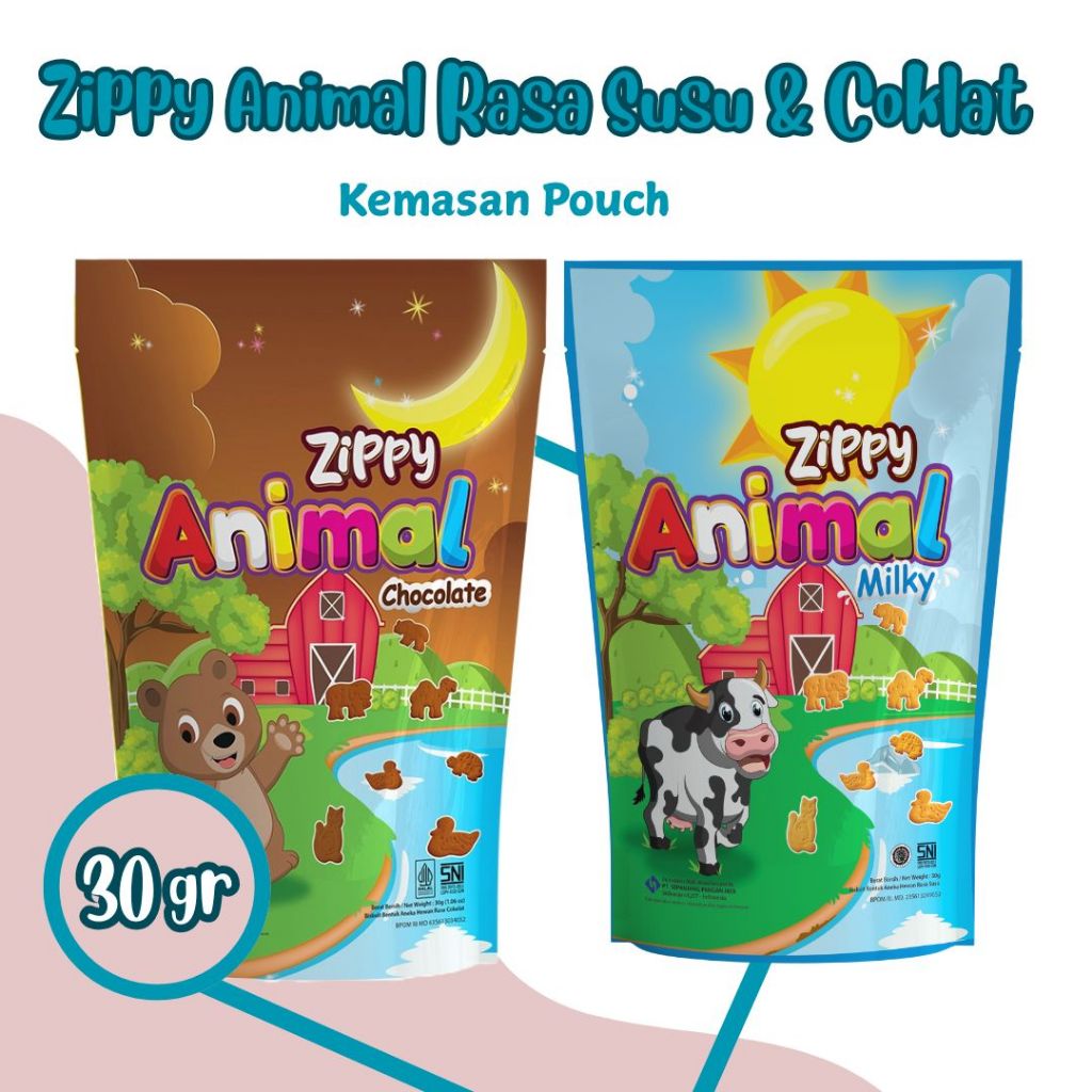 Jual ZIPPY ANIMAL RASA SUSU & COKLAT 30 Gr Biskuit Kemasan Pouch ...