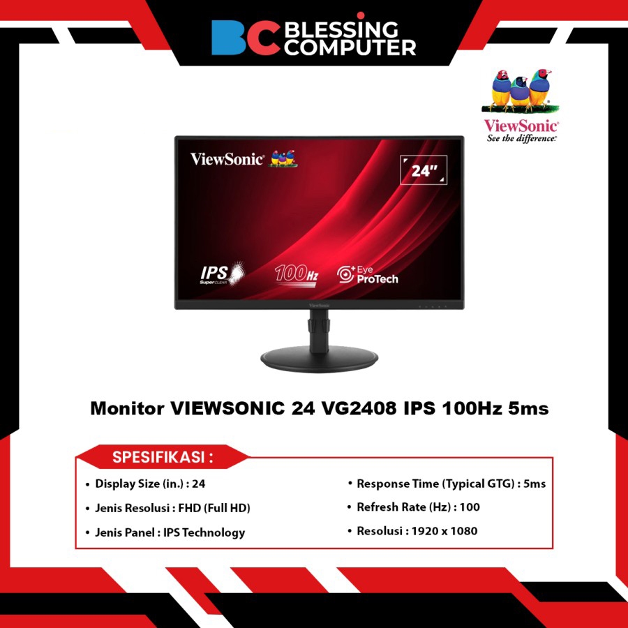 Jual Monitor VIEWSONIC 24 VG2408 IPS 100Hz 5ms | Shopee Indonesia