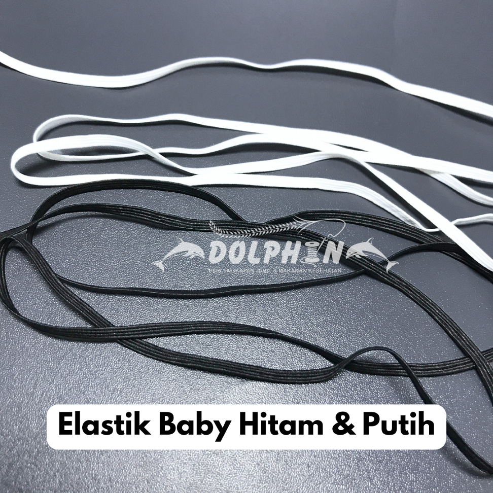 Jual [ECERAN] Elastik Baby 4 mm Karet Elastis Hitam dan Putih isi 5 ...