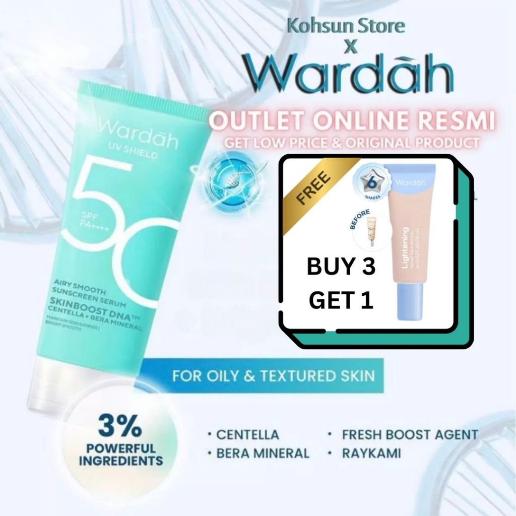 Jual Wardah UV Shield Airy Smooth Sunscreen Serum SPF 50 PA++++ 25ml ...
