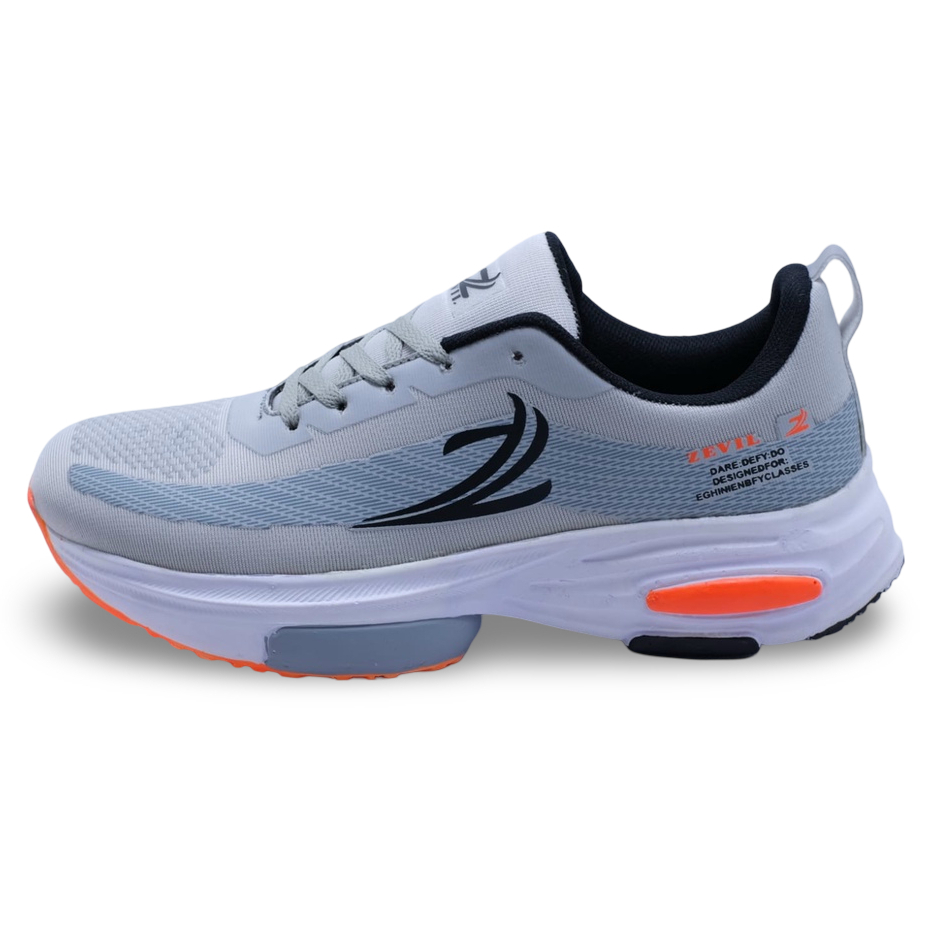 Jual Sepatu Running ZEVIL Olahraga Pria Abu Oren, Sepatu Sneakers Kets Jogging Cowok Sepatu Lari ...