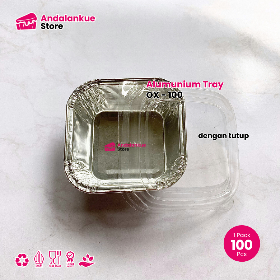 Jual [ SATUAN ] Alumunium Foil Cup & Tray OX 100 dengan Tutup 1 Pcs | Shopee Indonesia