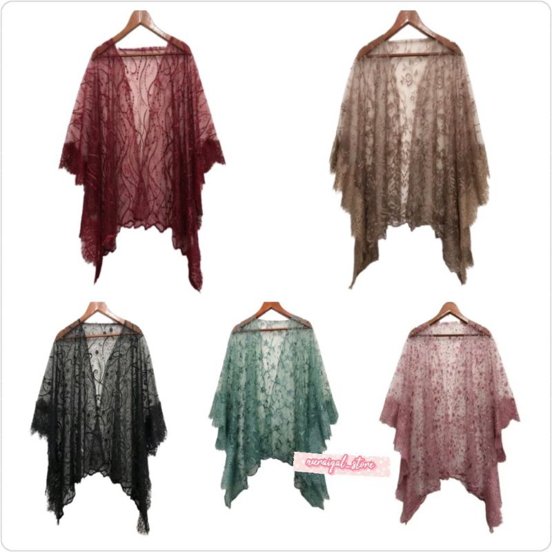Jual CAPE BRUKAT RENDA CARDIGAN GAUN PESTA BRUKAT TILE GLITER ACARA ...