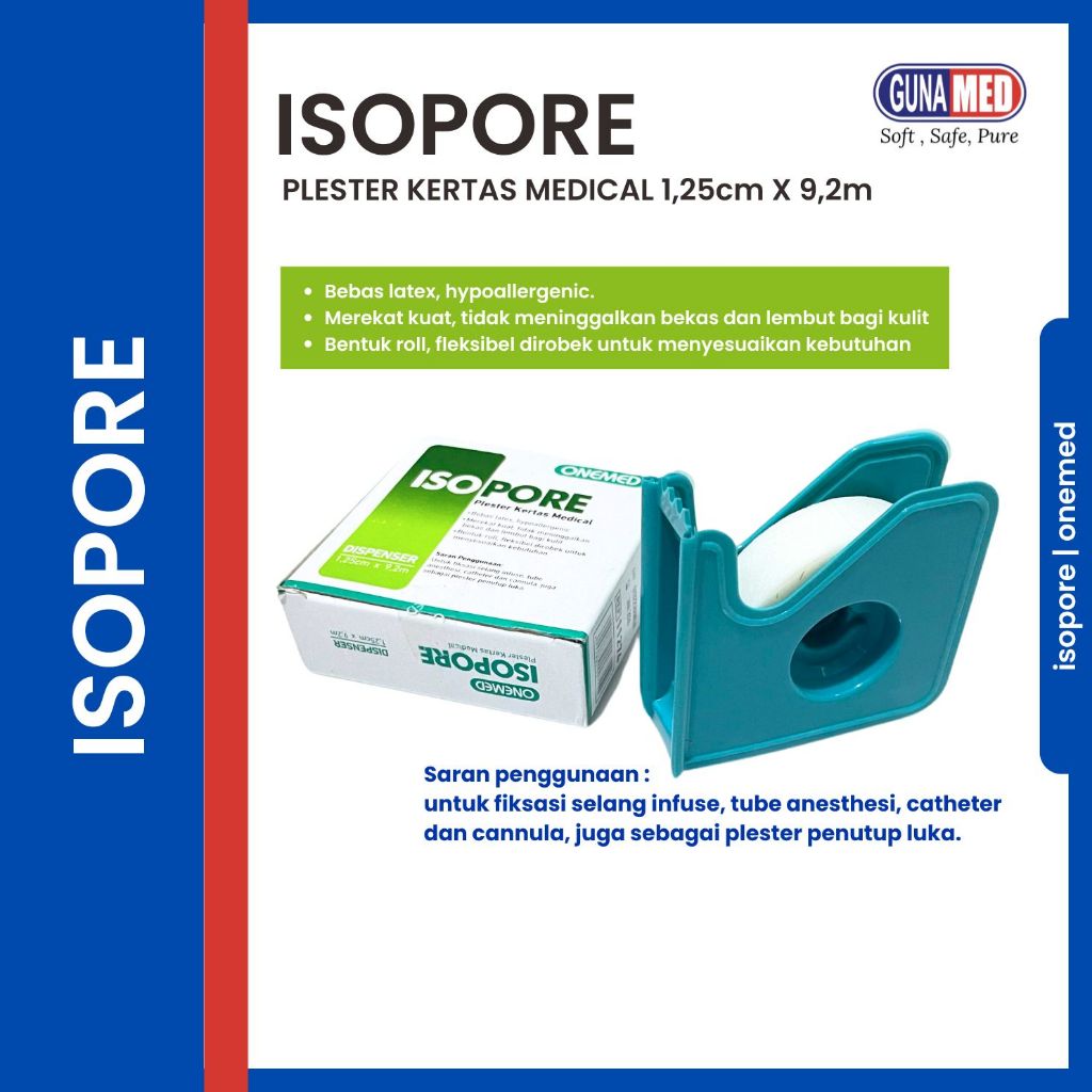 Jual ISOPORE PLESTER KERTAS MEDICAL UKURAN 1,25CM - 2,5CM X 9,2M / MERK ...