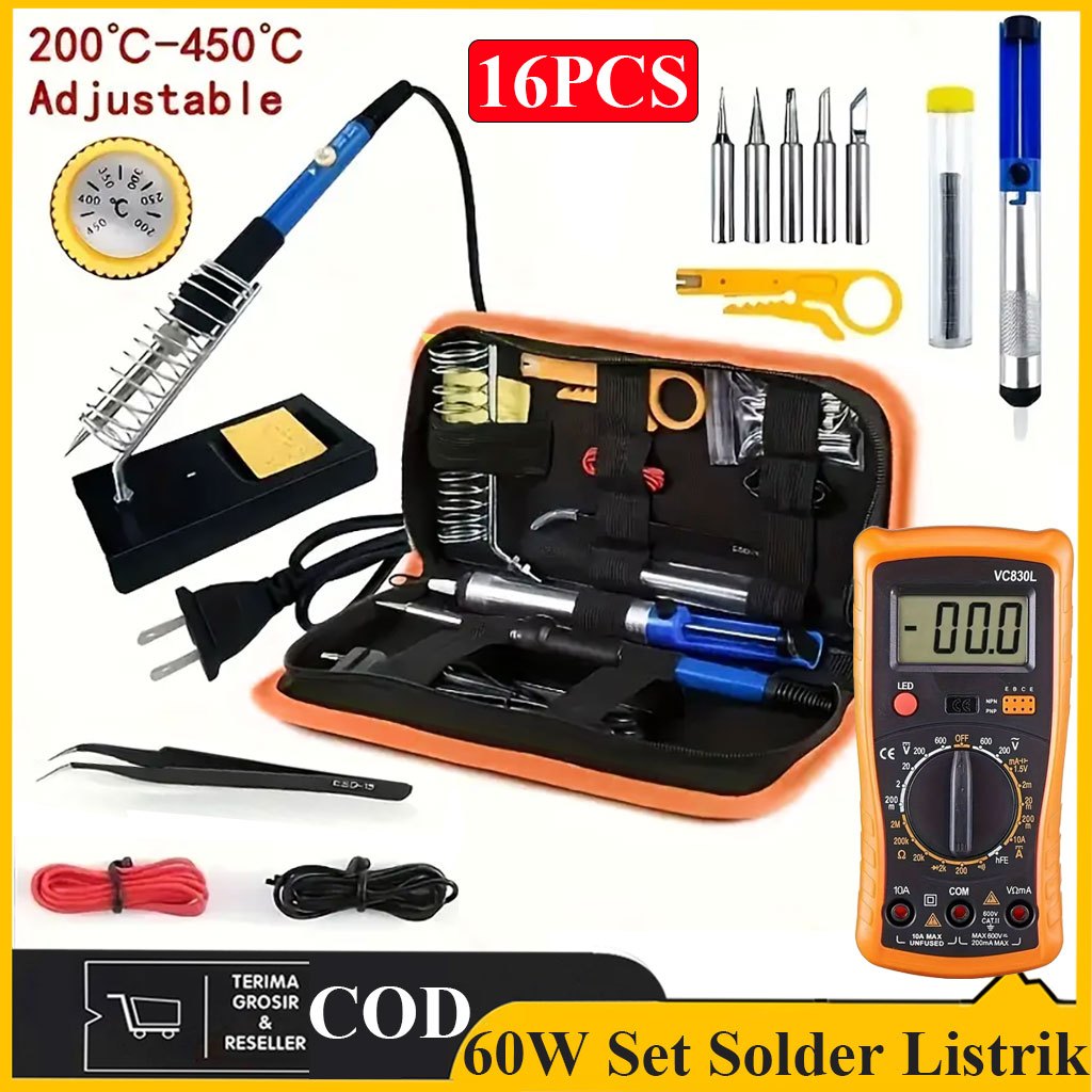 Jual Set Solder Listrik Lengka Dengan Multimeter Iron Tool Kit 220V 60W Elektronik Solder ...