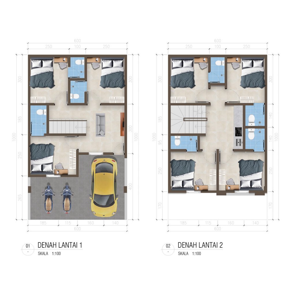 Jual Desain Denah 2D BERWARNA (FULL COLOR) Denah Marketing, Denah ...