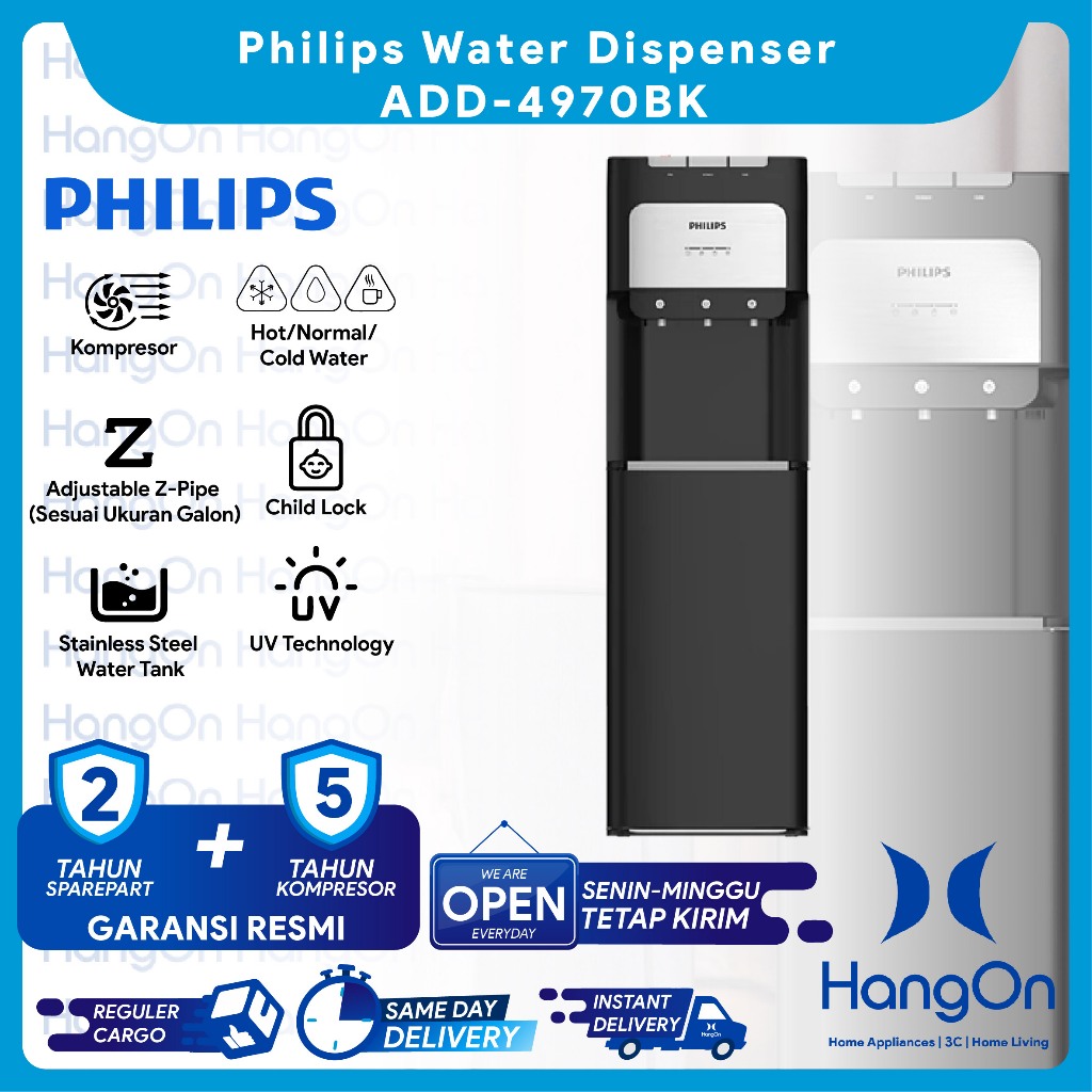 Jual Philips Water Dispenser Bottom Loading ADD4970BK Hitam UV ...